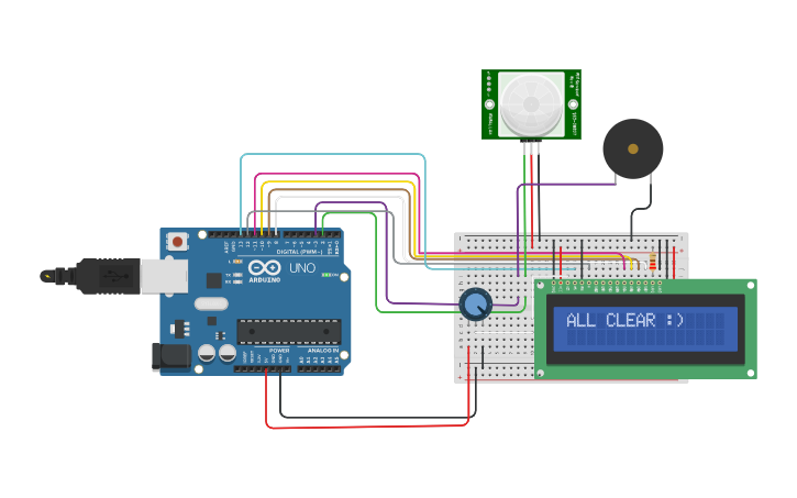 Circuit design tugas pir sensor - Tinkercad Circuit design tugas pir sensor - Tinkercad