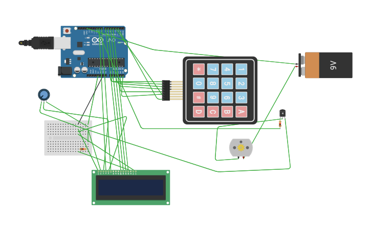 Circuit design keypad door lock - Tinkercad
