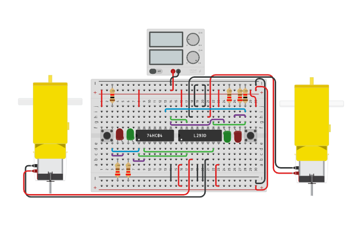 Circuit design Obstacle avoiding robot - analog - Tinkercad