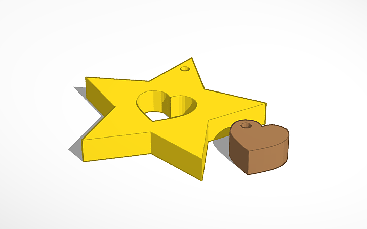 3D design Star + Heart keychains puzzle - Tinkercad