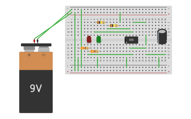 Circuit design semaforo circuito integrado - Tinkercad