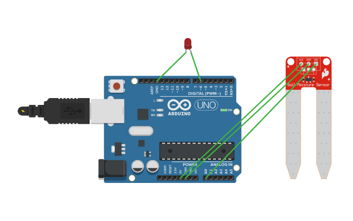 Circuit design moisture sensor - Tinkercad