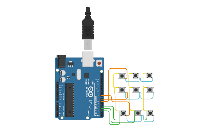 Circuit design Matriz numérica 3x3 | Tinkercad