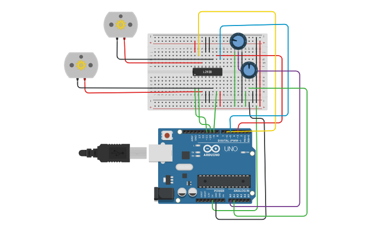 Circuit design DC motor - Tinkercad