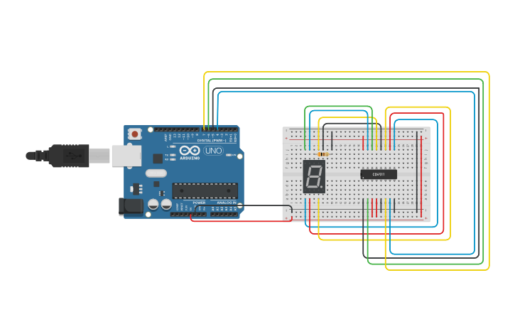 Circuit design Projeto Display 7 seg | Tinkercad