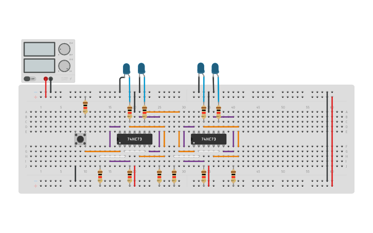 Circuit Design 4 Bit Asynchronous Counter Tinkercad