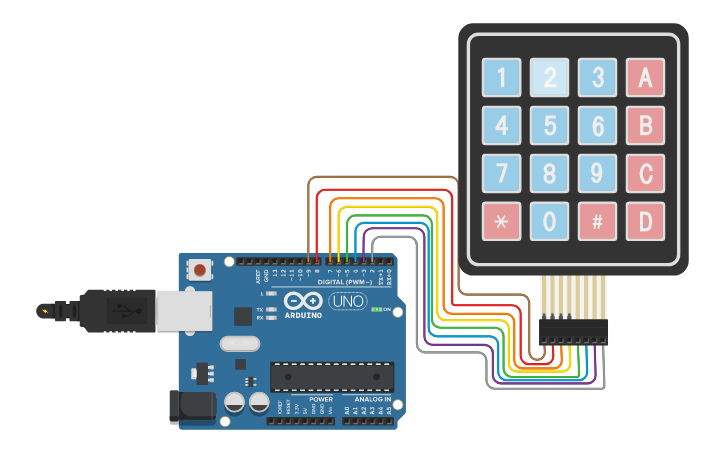 Circuit design keypad4x4 - Tinkercad