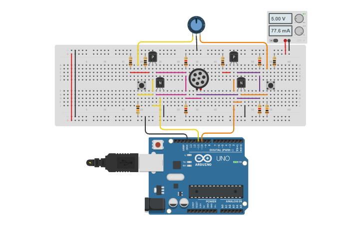 Circuit design Bipolar H-bridge circuit (arduino) v2.0 | Tinkercad