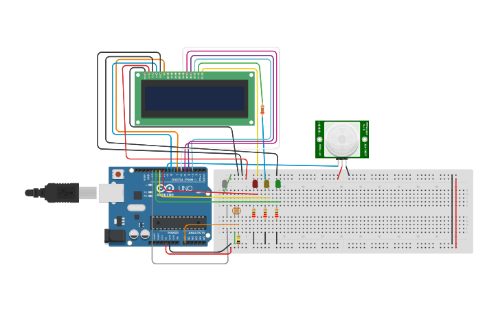 Circuit design of semaforo inteligente arduino - Tinkercad