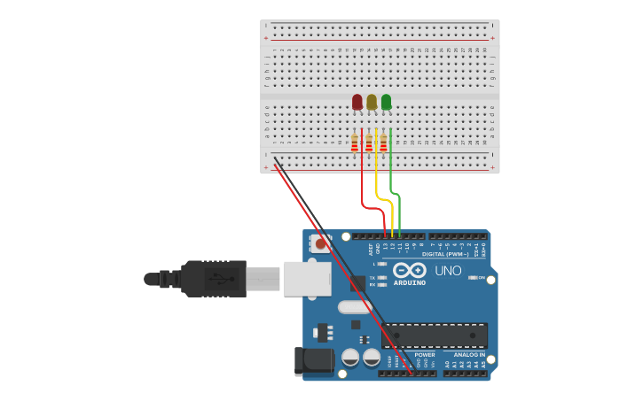 Circuit design LED2-12 - Tinkercad