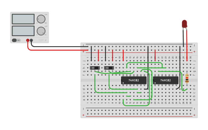 Circuit design EXP-1 (XOR using NOR gate) | Tinkercad