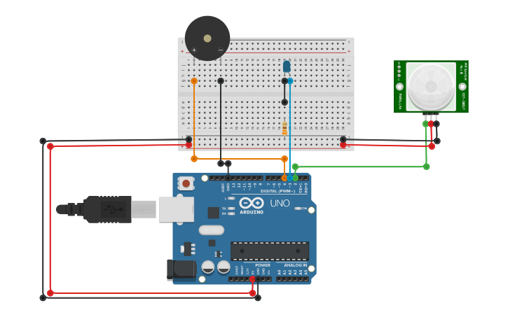 Circuit design sensor de proximidad - Tinkercad