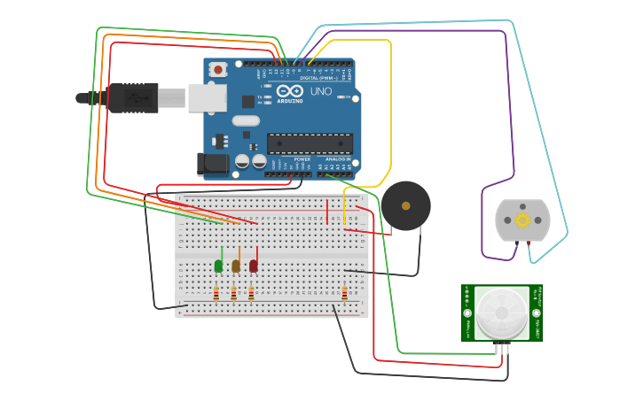 Circuit design Train Crossing - Tinkercad