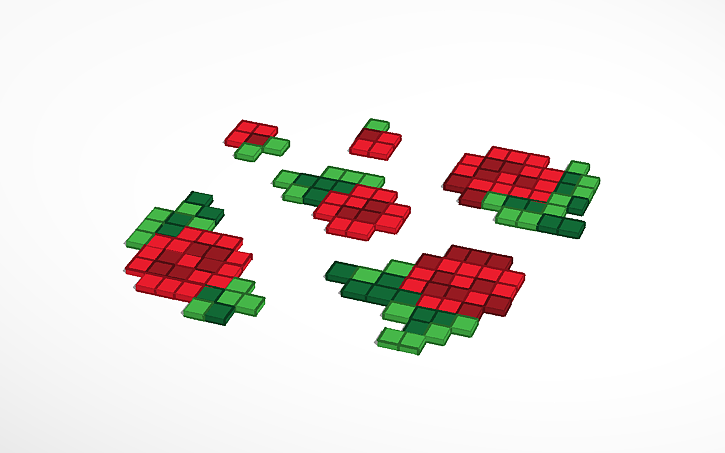 3D design Rose Pattern Pixel Art | Tinkercad