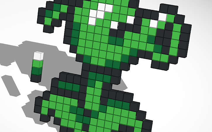 3D design pea shooter pixel art - Tinkercad