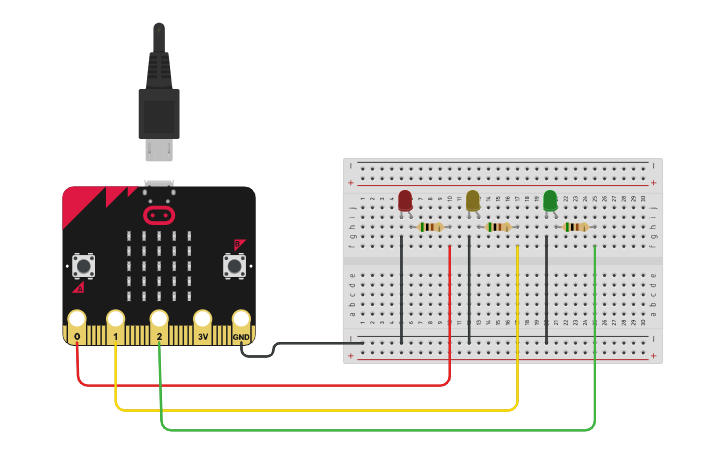 Circuit design Semaforo microbit - Tinkercad
