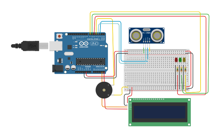 Circuit design ultrasonic - Tinkercad