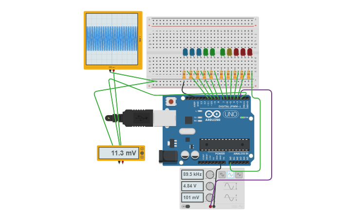 Circuit design conta giro p/veículos (Bargraph) | Tinkercad