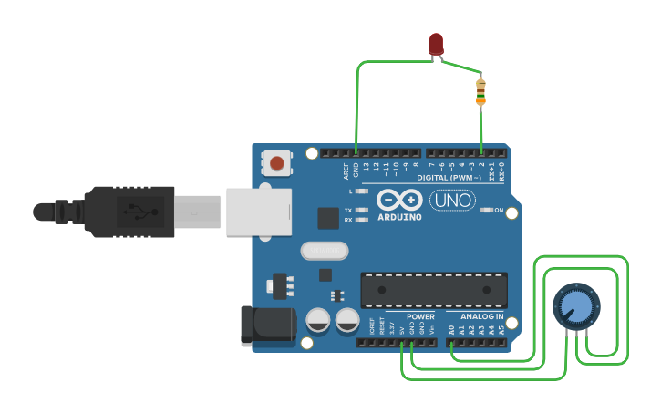 Circuit Design Led Brightness Control Using Potentiometer Tinkercad