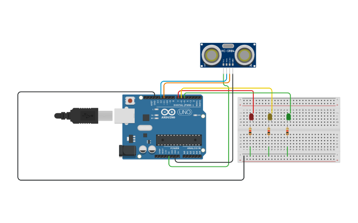 Circuit design Copy of Distance using Ultrasonic Sensor with LEDs and ...