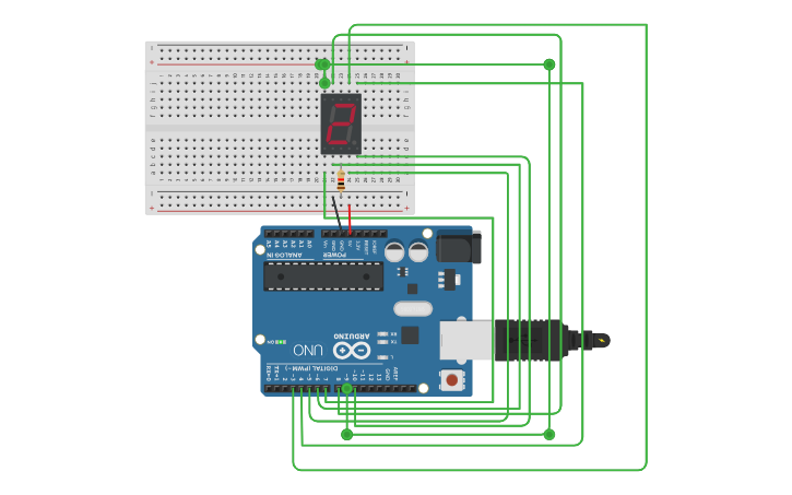 Circuit design Visualizador 7 segmentos con Arduino - Tinkercad