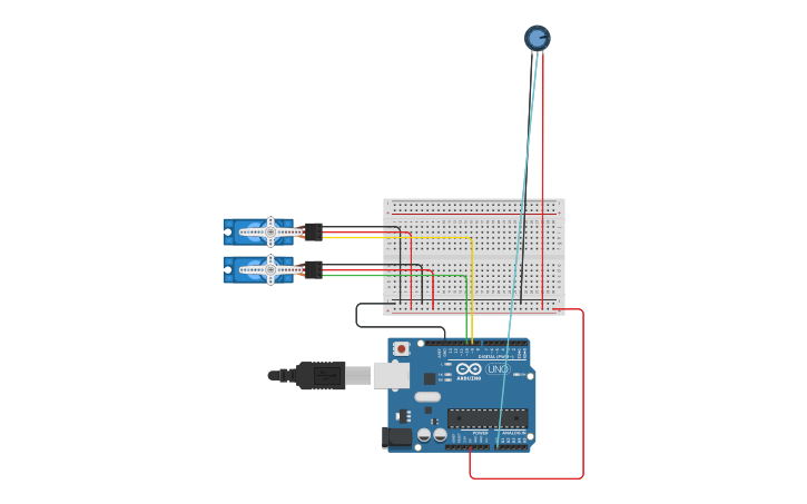 Circuit design Two Servos Part 1 - Tinkercad