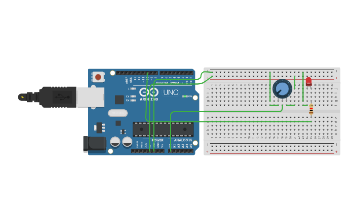 Circuit Design Control Led Using Potentiometer Tinkercad