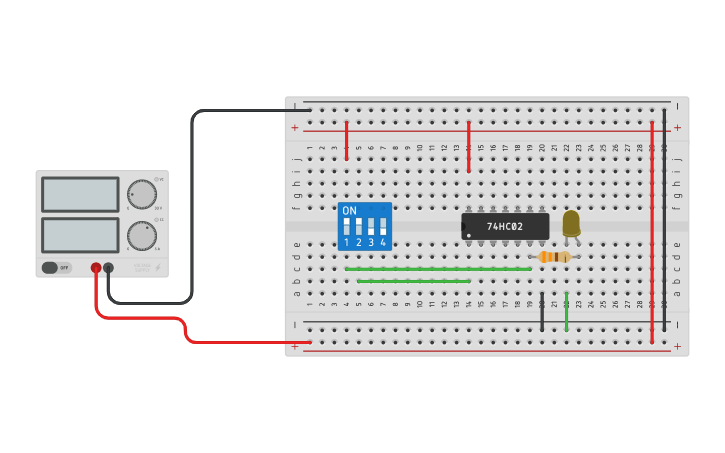 Circuit design compuerta nor - Tinkercad