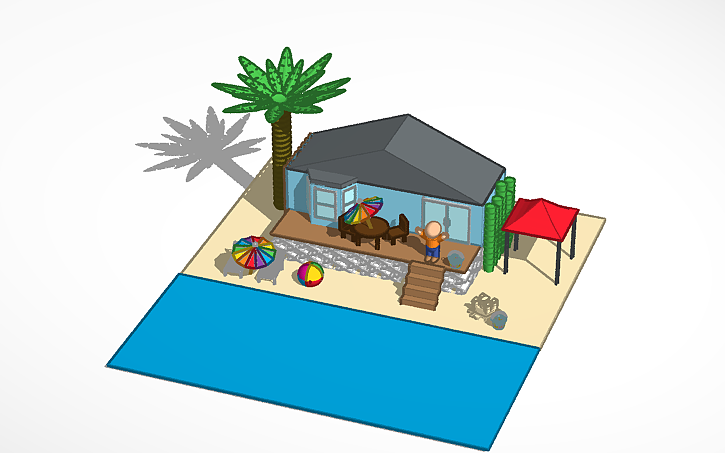 3D design Vacation Beach home - Tinkercad