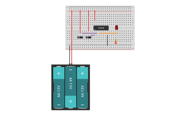 Circuit design OR GATE 2 INPUT - Tinkercad