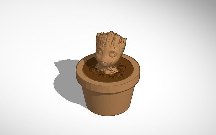 3D design baby groot in a pot - Tinkercad