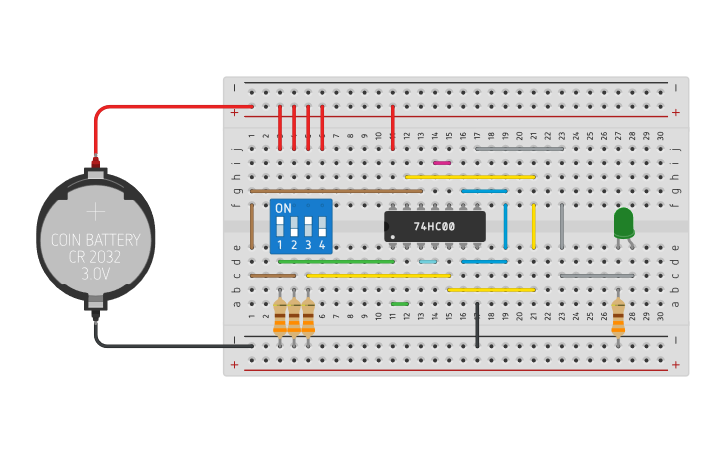 Circuit design Funcion con compuerta lógica NAND | Tinkercad