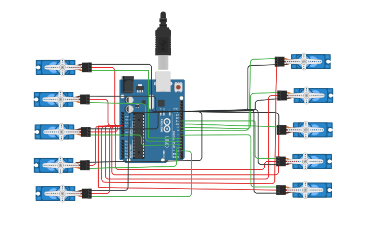 Circuit design Robot spider V. 1.2 - Tinkercad