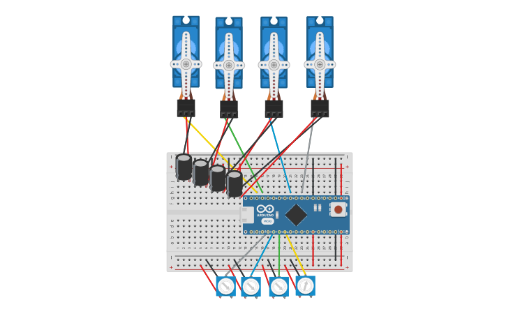 Circuit design Simple PS2 Joystick Robot control - Tinkercad