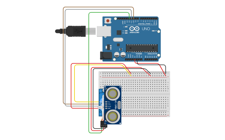Circuit design Ultrasonic Radar UAS - Tinkercad