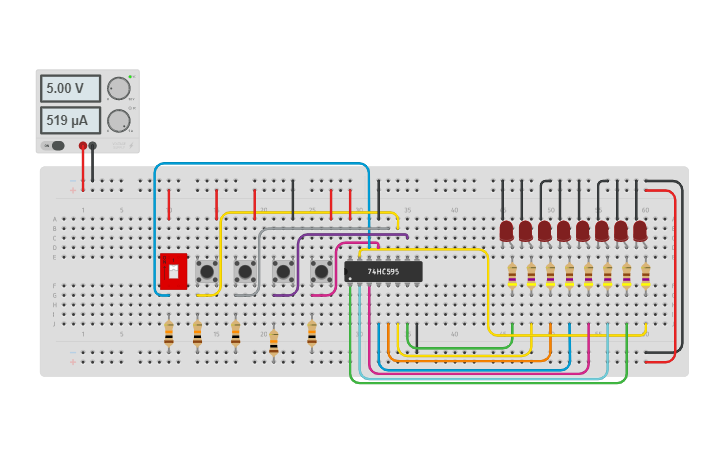 Circuit design TasyaNabilla_EC-3B_22_Shift Register IC 74595 - Tinkercad