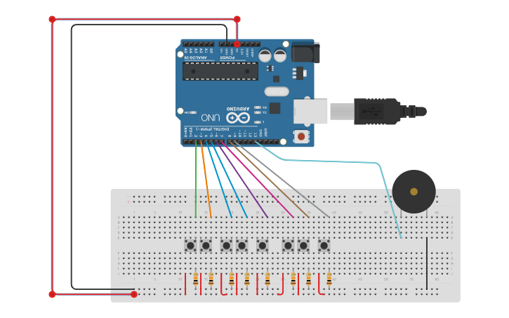 Circuit design Piano - Tinkercad