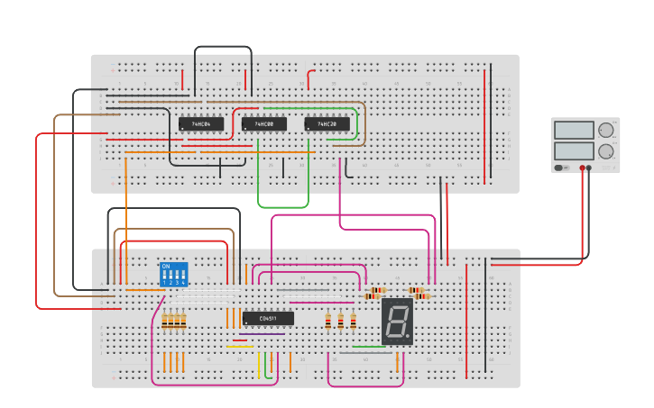 Circuit design Experiment4_7segLED-Decoder [a-segment] - Tinkercad