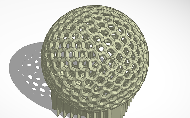3d Design Hexagonal Sphere With Support Tinkercad