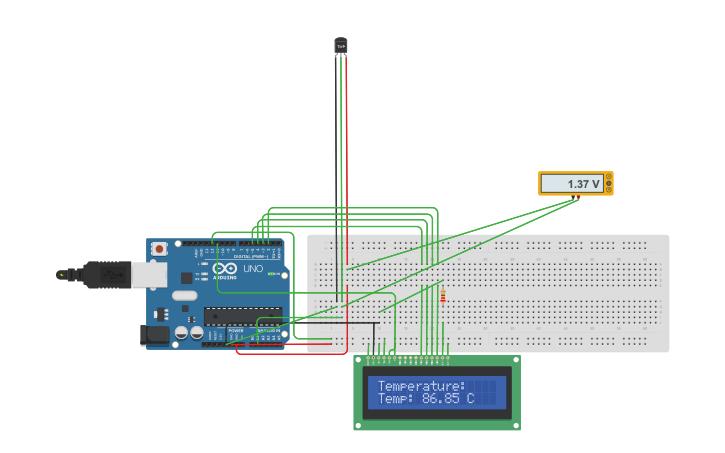 Circuit Design Temperature And Humidity Monitor Tinkercad