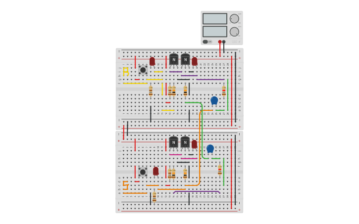 Circuit design bascule rs 2 nor . En cours... | Tinkercad
