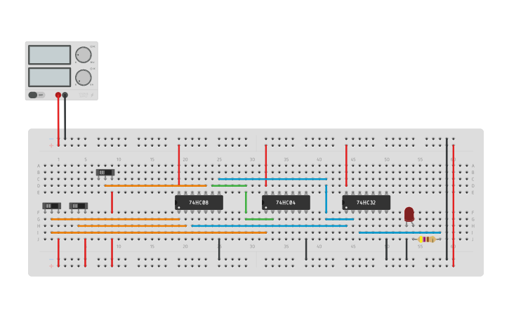 Circuit design 3 INPUT AND,NOT,OR GATE - Tinkercad