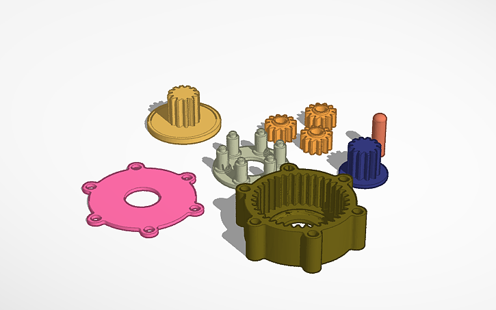 3D design stackable planetary gearbox - Tinkercad
