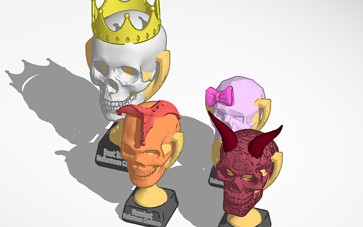 3D design Halloween costume competition trophies (4 categories) - Tinkercad