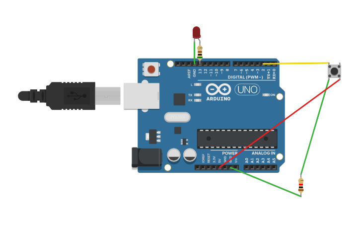 Circuit Design Led Con Pulsante Tinkercad