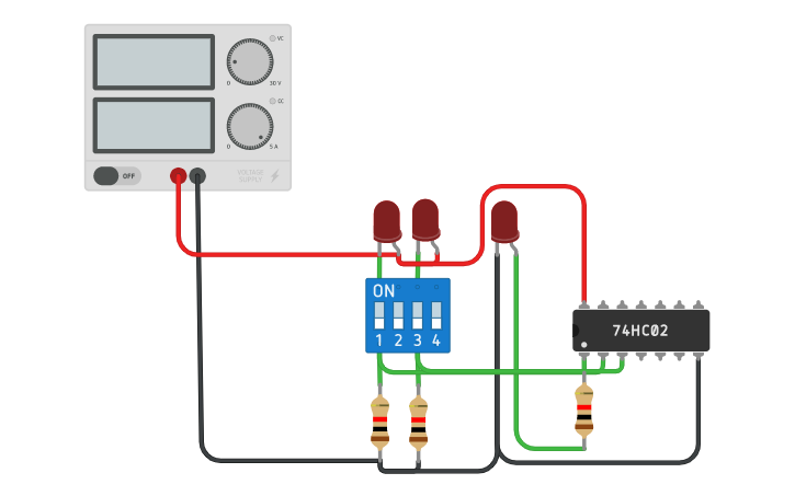 Circuit design NOR | Tinkercad