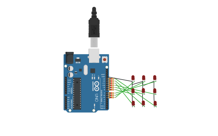 Circuit design Name_12X_ 3x3 LED Matrix - Tinkercad