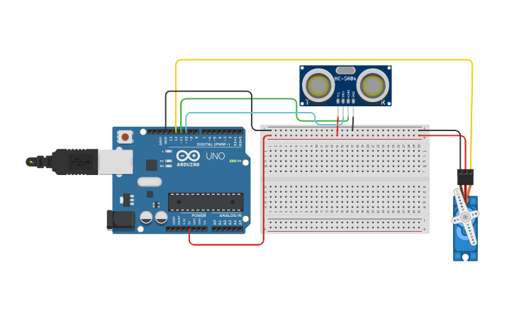 Circuit design circuito radar Servomotor | Tinkercad