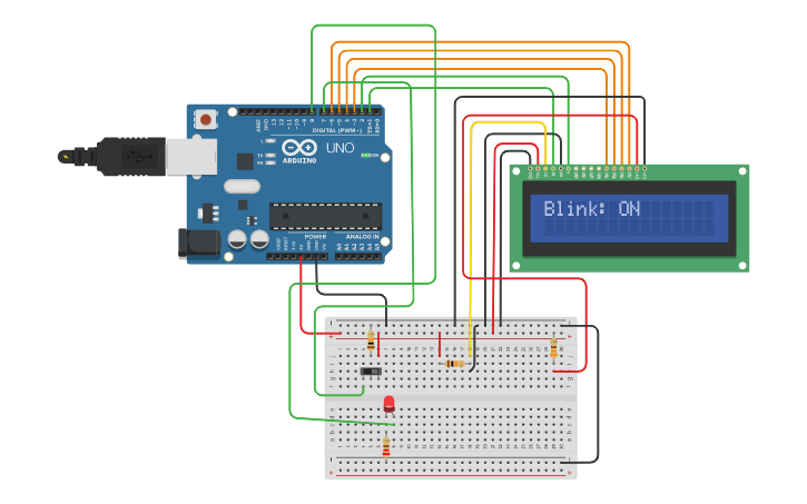 Circuit design Lv.2 LCD - Blink LED with SlideSwitch - Tinkercad