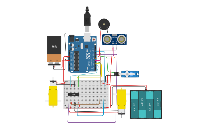Circuit design MEC 101 Fall 2023 Team #7 ROBOT Project - Tinkercad